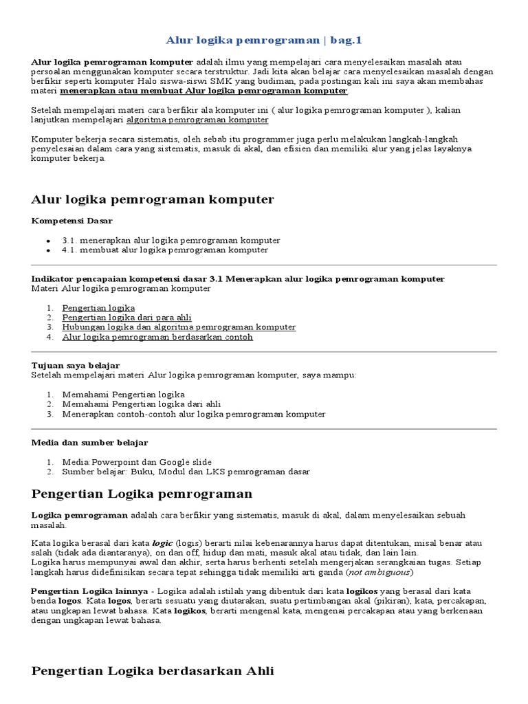 Alur Logika Pemrograman | PDF