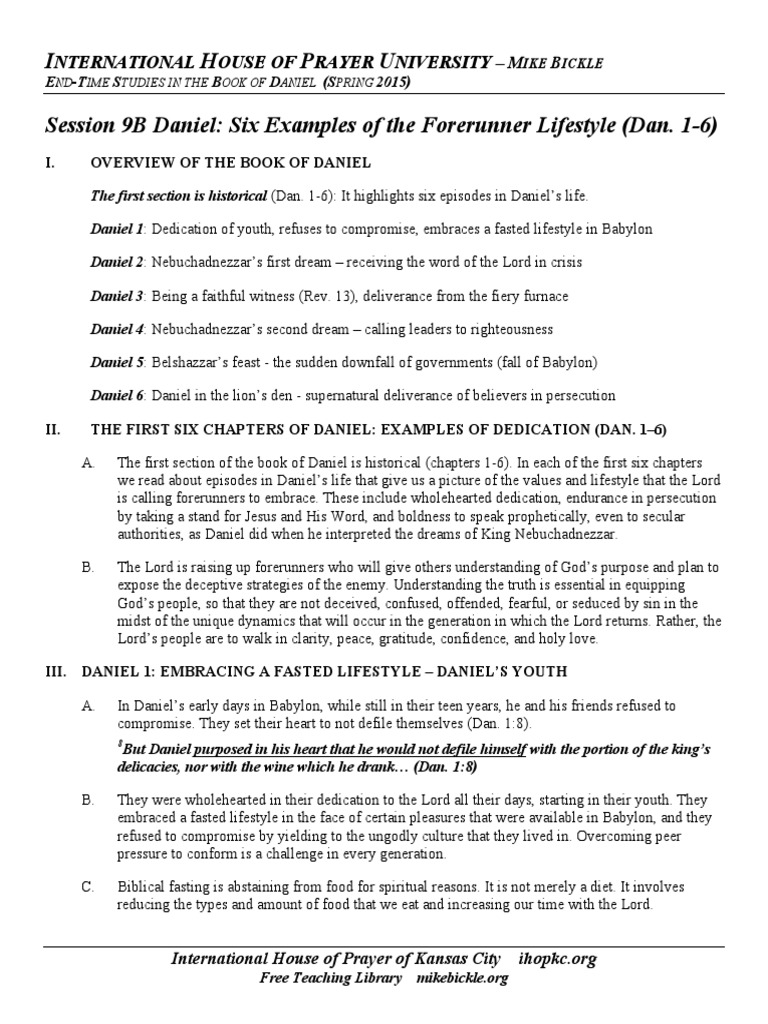 I H P U Session 9B Daniel: Six Examples of The Forerunner Lifestyle ...