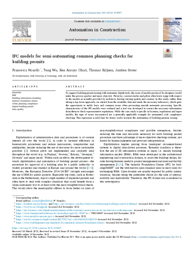 IFC Models For Semi Automating Common Planning Check - 2022 ...