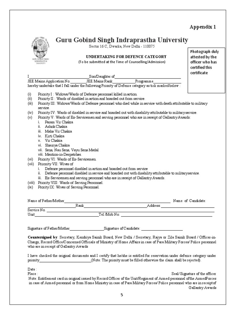 GGSIPU Defence Category Certificate | PDF | Government | Courage