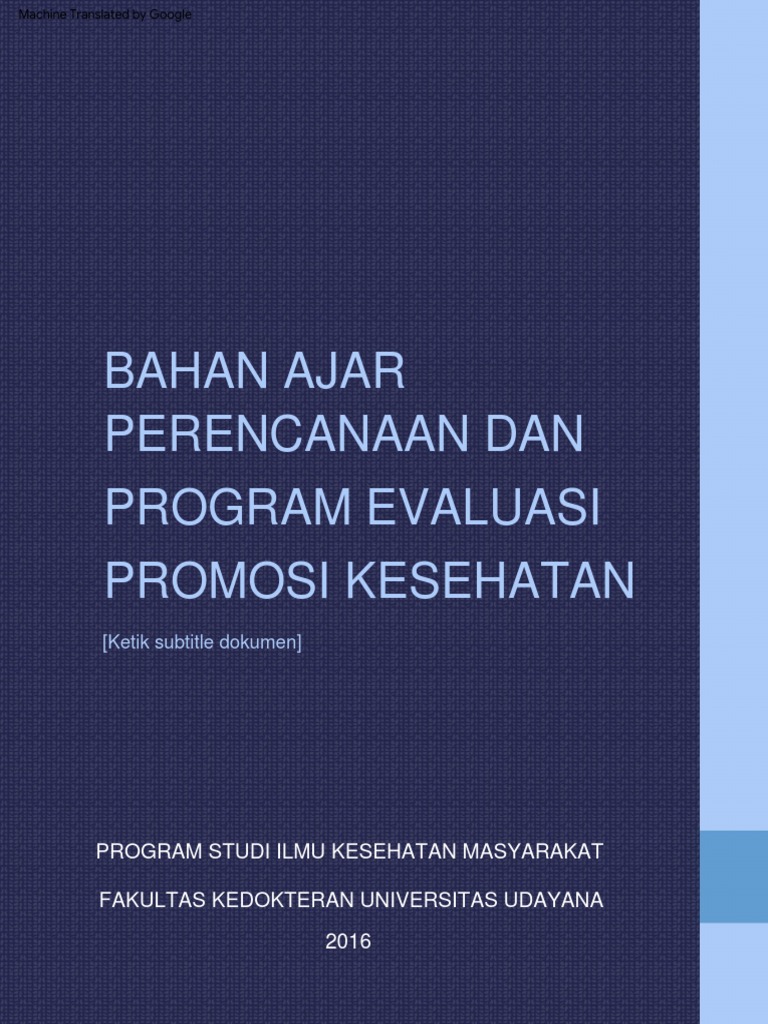 1 Perencanaan Dan Evaluasi Program Promosi Kesehatan | PDF