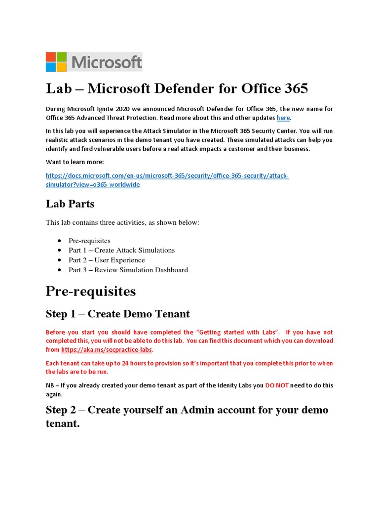 Experience Microsoft Defender Attack Simulator Lab | PDF | Superuser ...