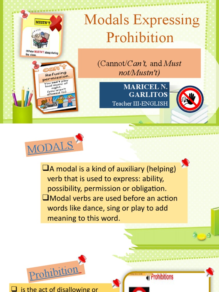 Modals of Prohibition Explained | PDF | Grammatical Tense | Language ...