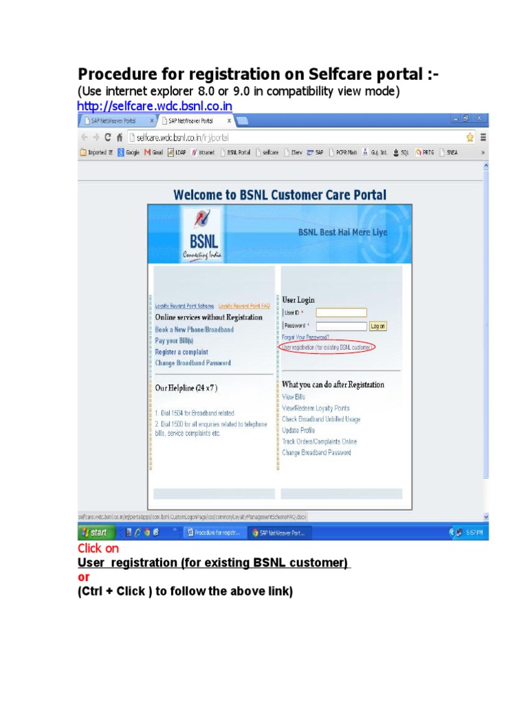 Procedure For Registration On Selfcare Portal | PDF | Password | Computing