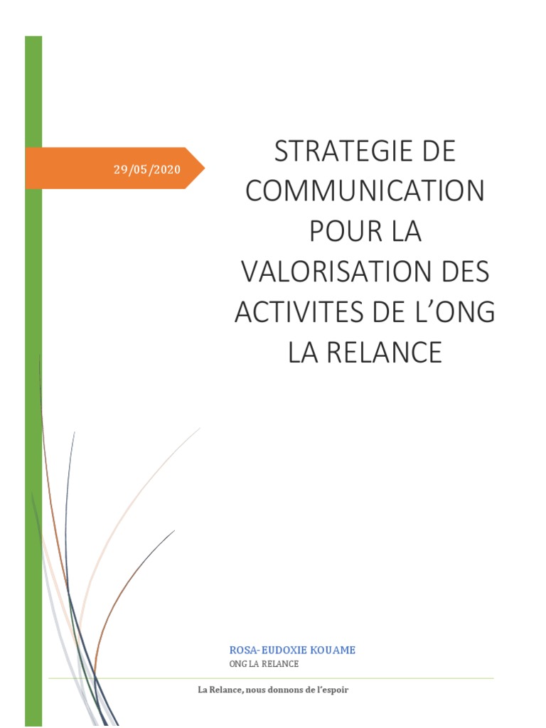 Stratégie de Communication ONG La Relance | PDF
