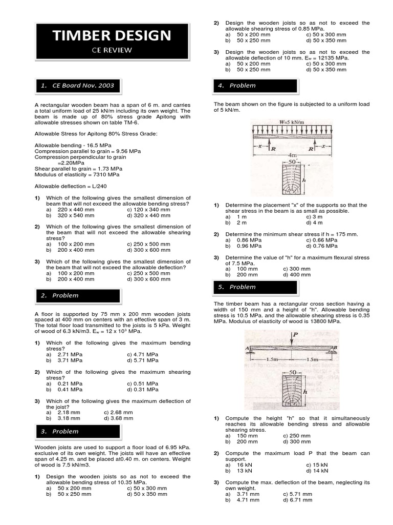 Timber Design Review | PDF | Bending | Beam (Structure)