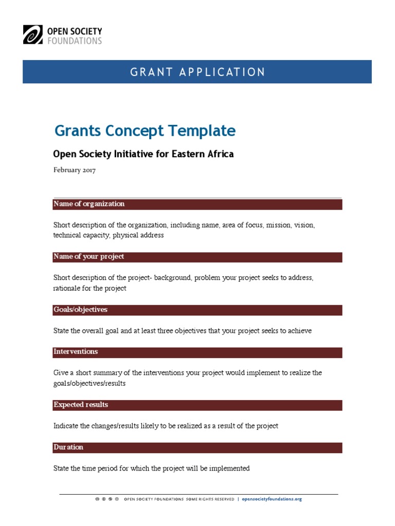 Grants Concept Template: Grant Application | PDF