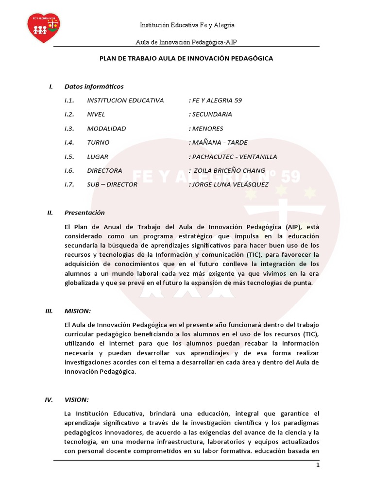 Plan de Trabajo AIP 2022 - Corregido | PDF | Método de enseñanza ...