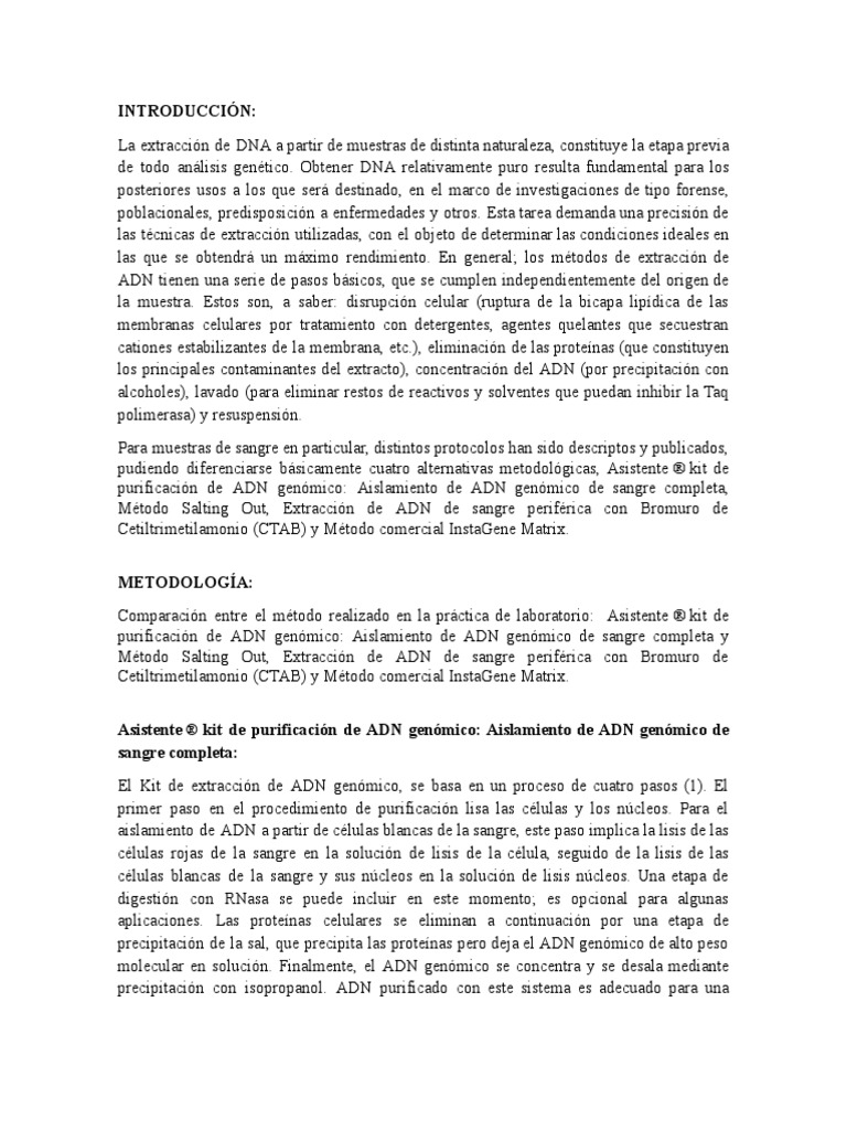 Extraccion de Adn | Descargar gratis PDF | Adn | Ciencias fisicas