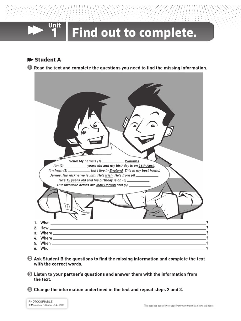 Find Out To Complete. 1: Student A | PDF