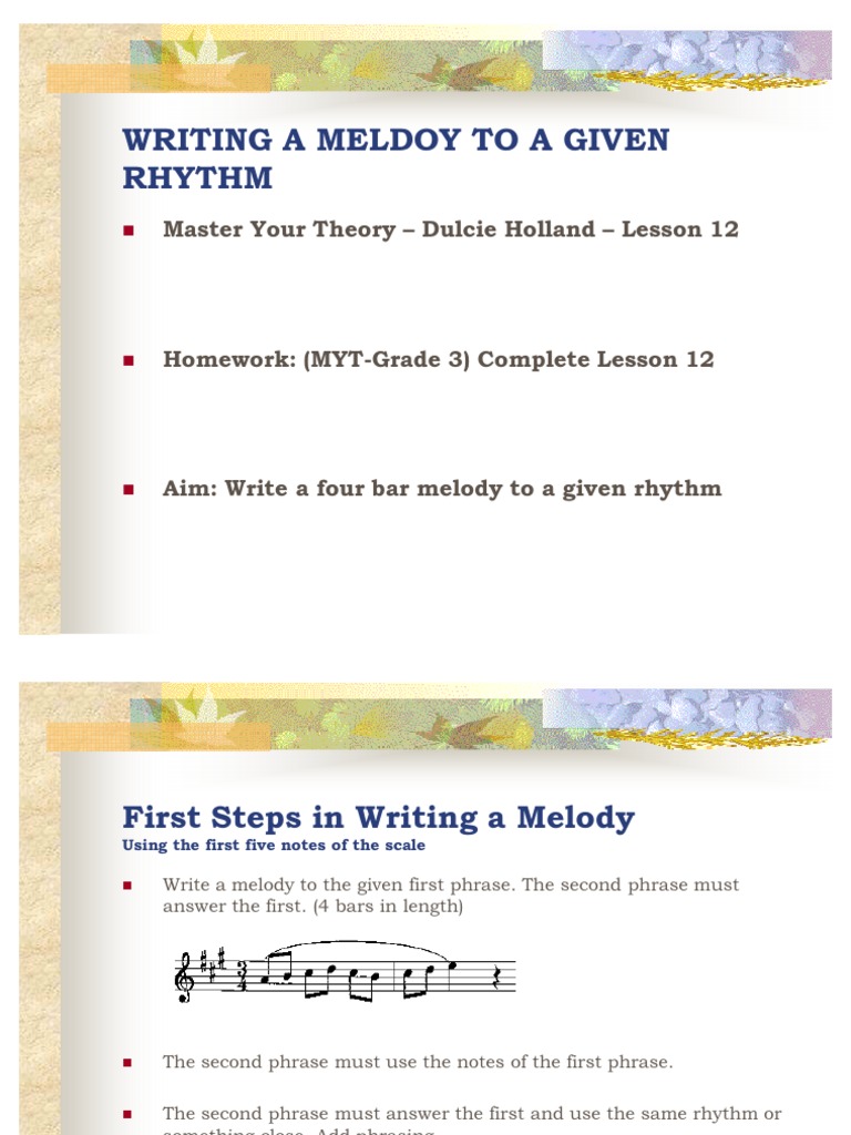 Lesson 12 Melody Writing