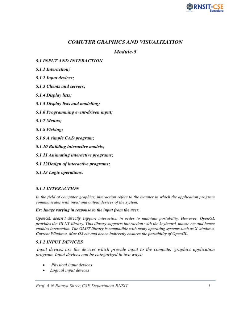 Computer Graphics and OpenGL-18CS55-M5 NOTES | PDF | Computer Program ...