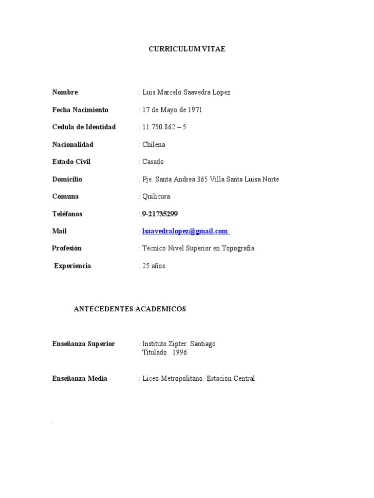 CURRICULUM - VITAE - Luis - Saavedra 2021 Renta | PDF | Santiago