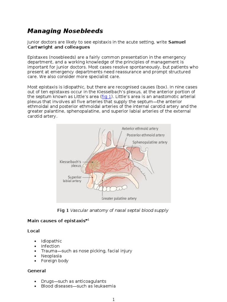 Managing Nosebleeds | PDF | Medical Specialties | Clinical Medicine