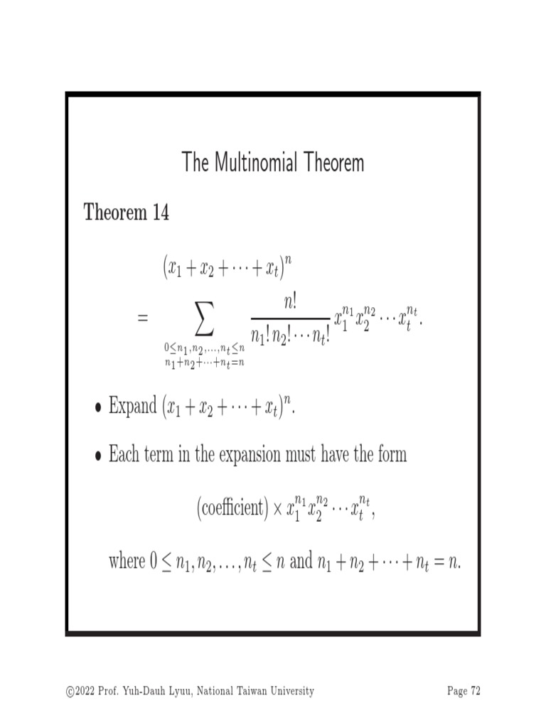 The Multinomial Theorem | PDF | Numbers | Summation