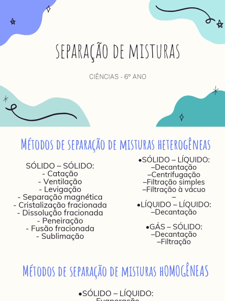 Separação de Misturas | PDF | Mistura | Química