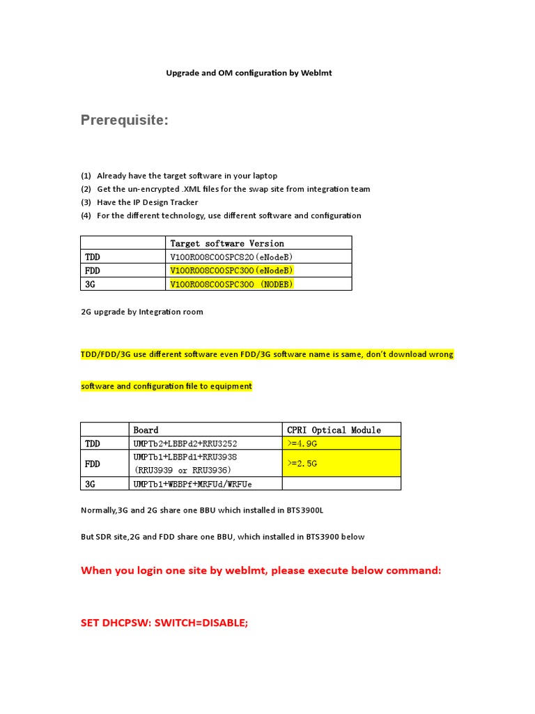 3G&4G Upgrade and OM Configuration by Weblmt | PDF | Computer File ...
