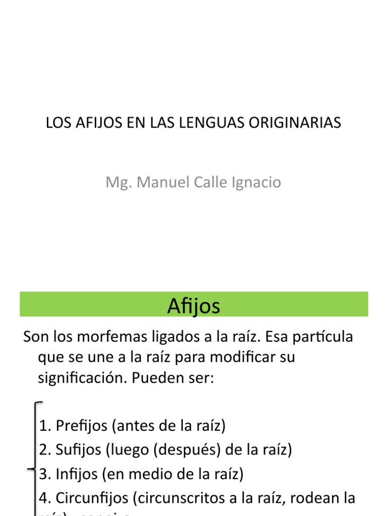 Los Afijos en Las Lenguas Orignarias | PDF | Morfología Lingüística ...