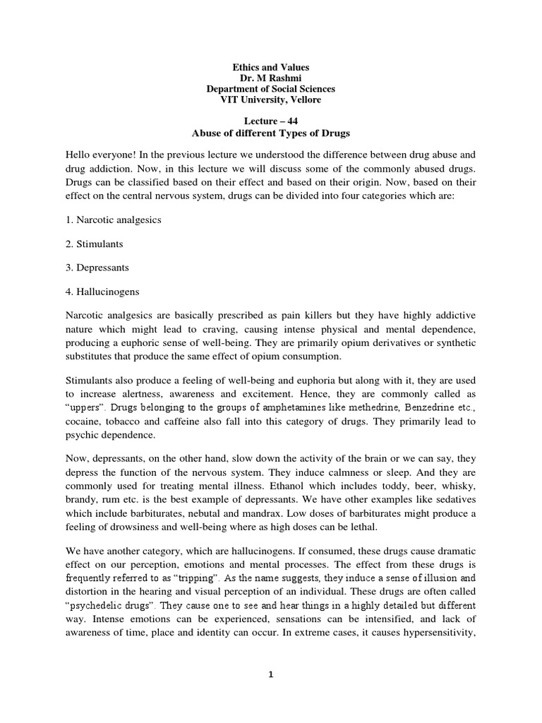 Abuse of Different Types of Drugs | PDF | Drugs | Lysergic Acid ...