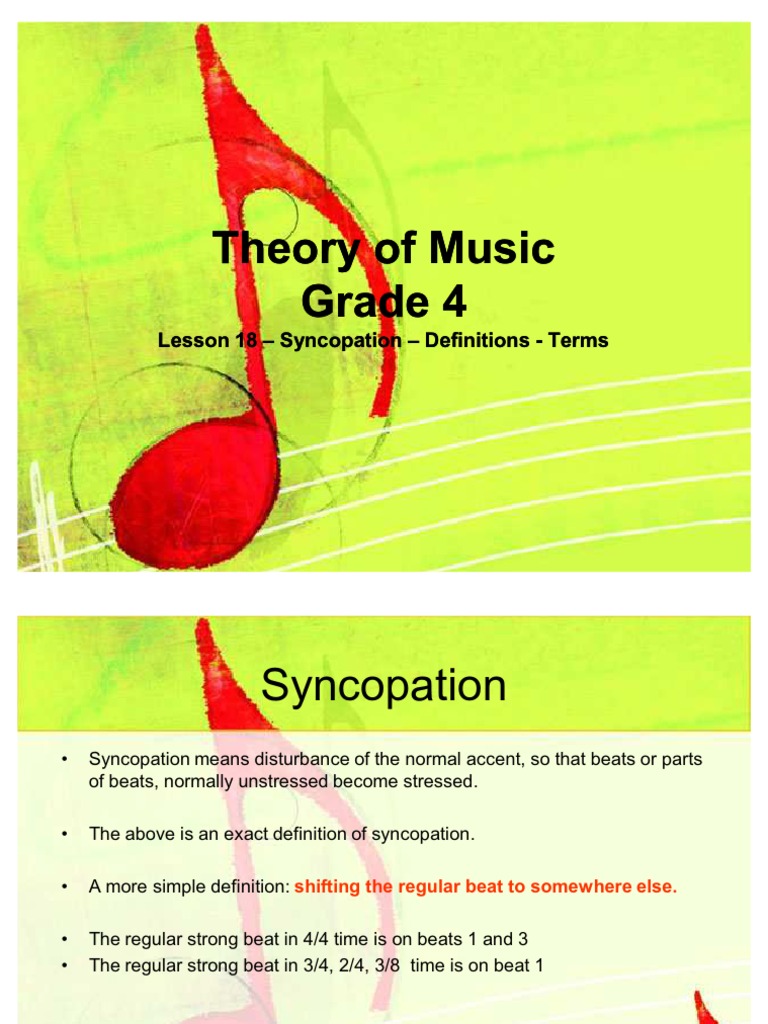 Grade 4 Lessons 18 Syncopation