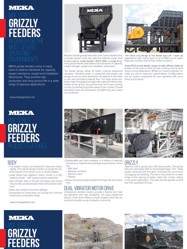 Grizzly Feeders: MGF Series | PDF | Equipment | Mechanical Engineering