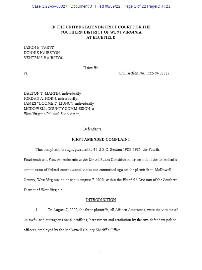 Tartt First Amended Complaint (Filed) | PDF | Fourth Amendment To The ...