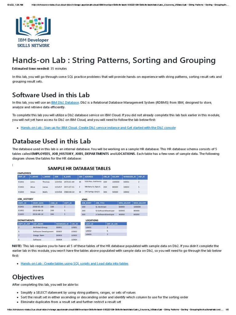 Hands-On Lab: String Patterns, Sorting and Grouping: Software Used in This Lab | Download Free ...