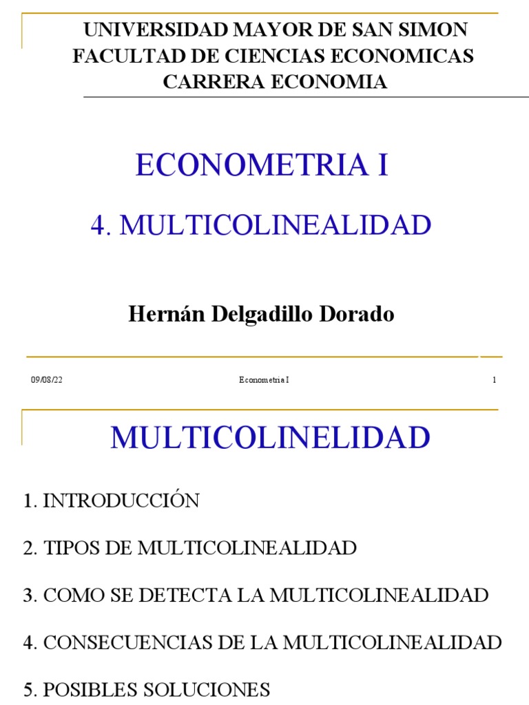 6 Multicolinealidad | PDF | Multicolinealidad | Econometría
