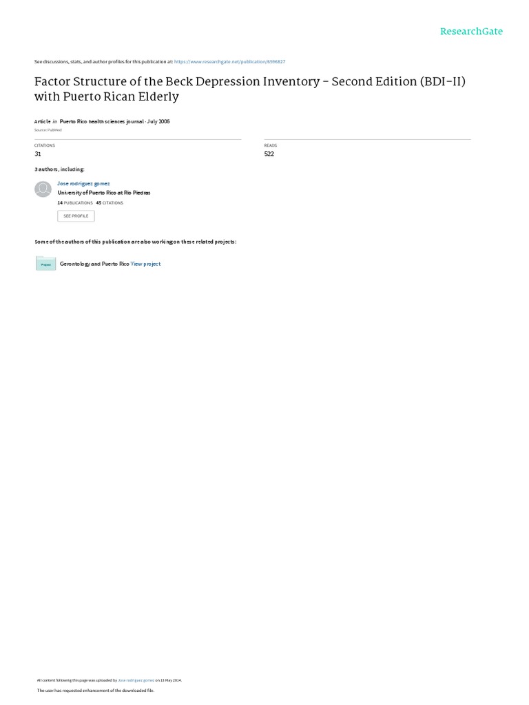 Factor_Structure_of_the_Beck_Depression_Inventory_ | PDF | Psychology ...