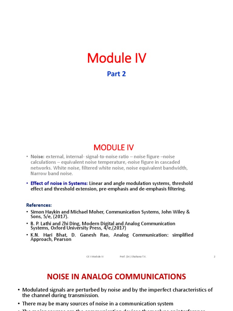 CE I - Module 4 - Part 2 | PDF | Signal To Noise Ratio | Detector (Radio)