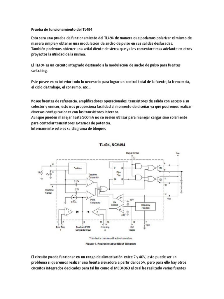 Prueba de Funcionamiento Del TL494 | PDF | Amplificador | Transistor