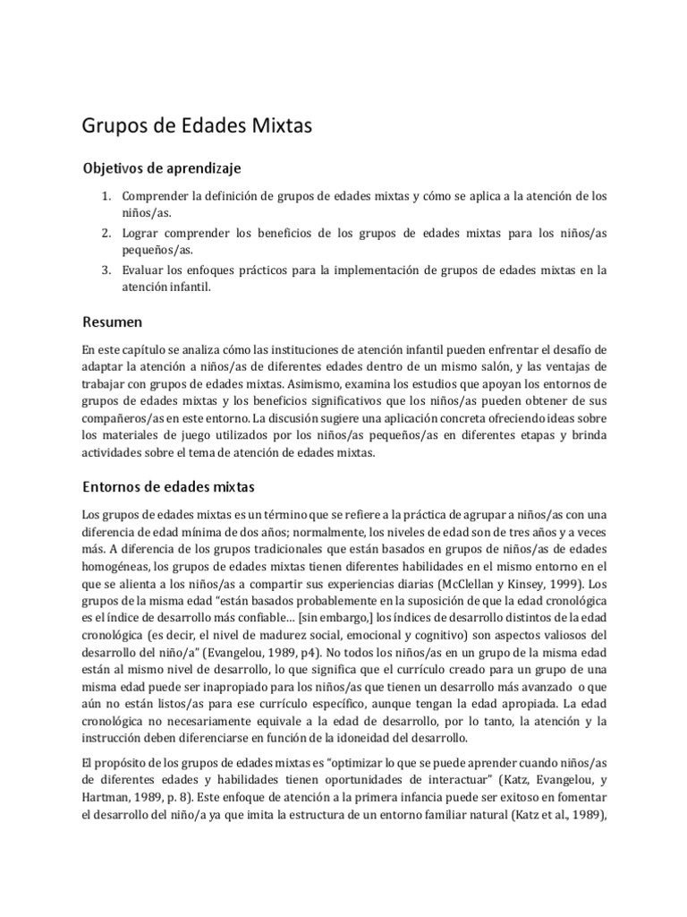 Grupos de Edades Mixtas | PDF | Aprendizaje | Plan de estudios
