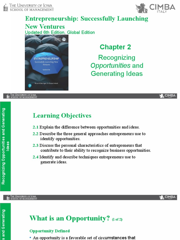 Entrepreneurship: Successfully Launching New Ventures: Recognizing ...