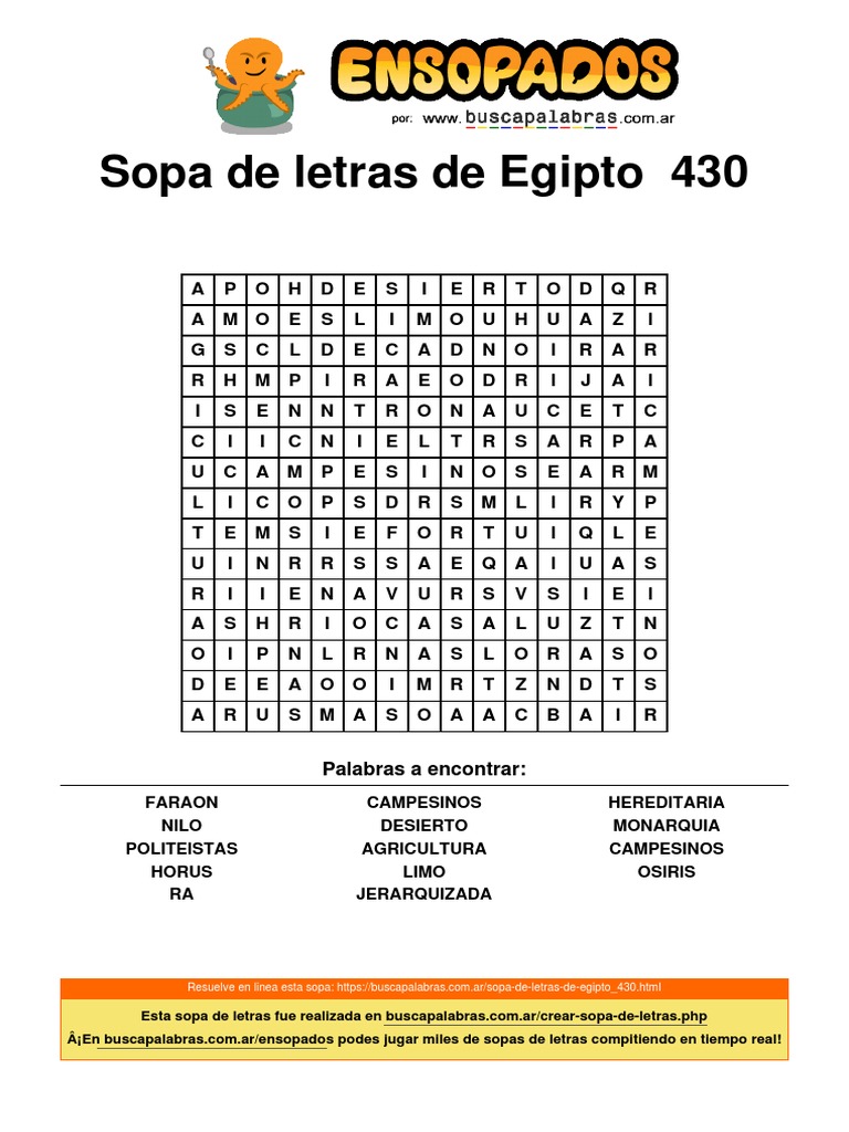 Sopa de Letras de Egipto - 430 | PDF