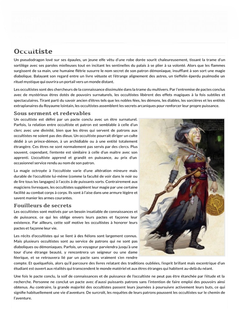Guide de l'Occultiste dans D&D 5e | PDF | Occulte | Fées