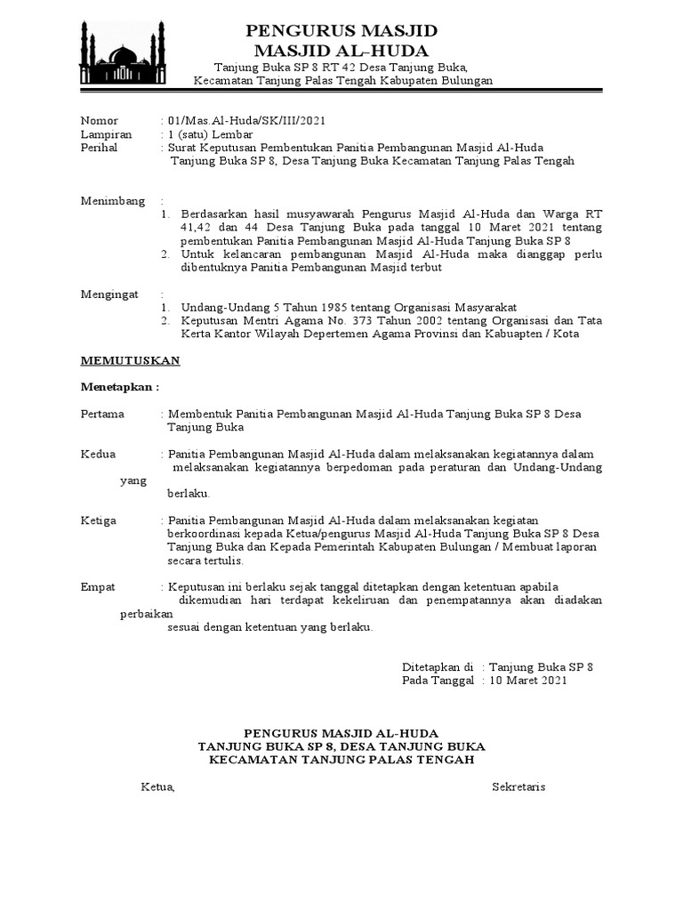 Surat Pembentukan Panitia | PDF