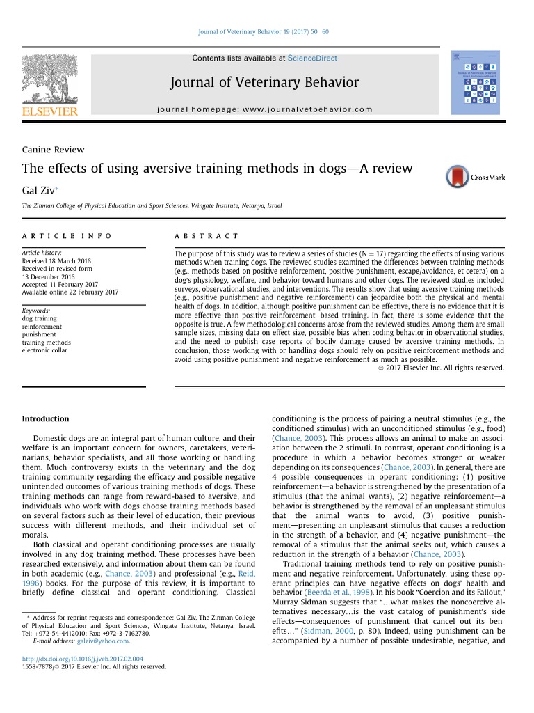 The Effects of Using Aversive Training Methods in Dogsda - Review | PDF ...