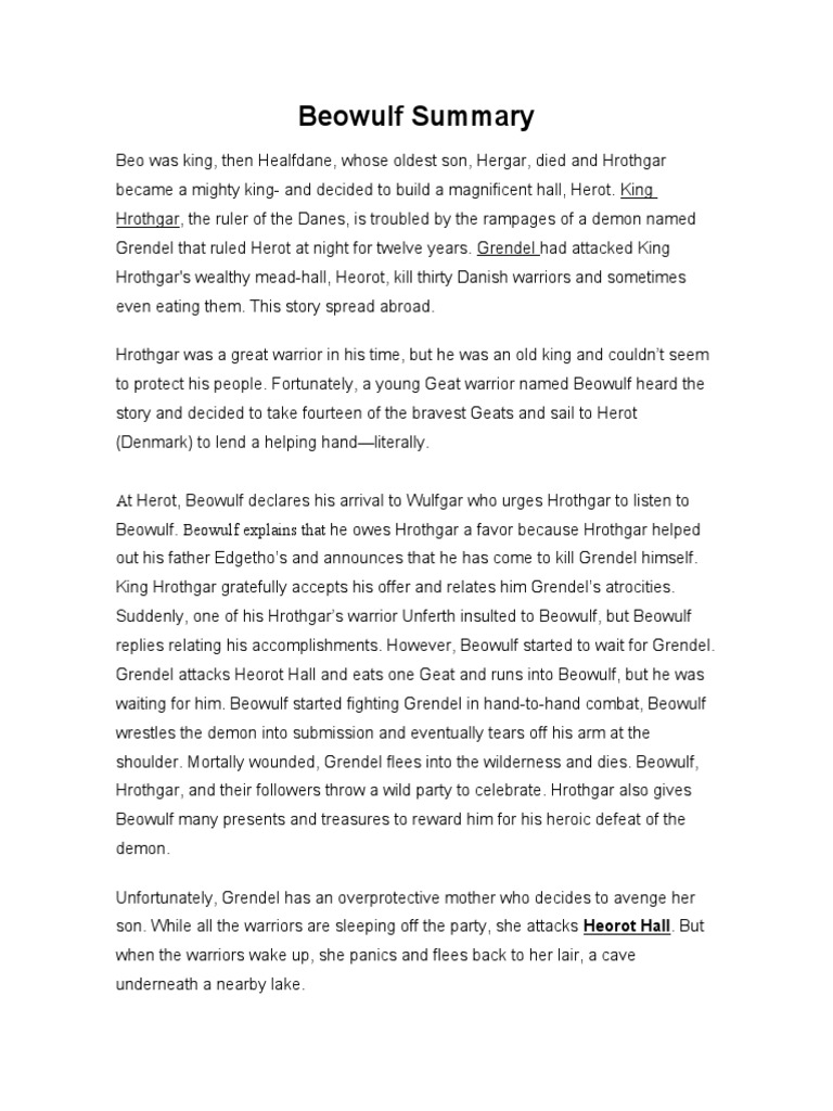 Beowulf Summary | PDF | Beowulf | Old English Poems
