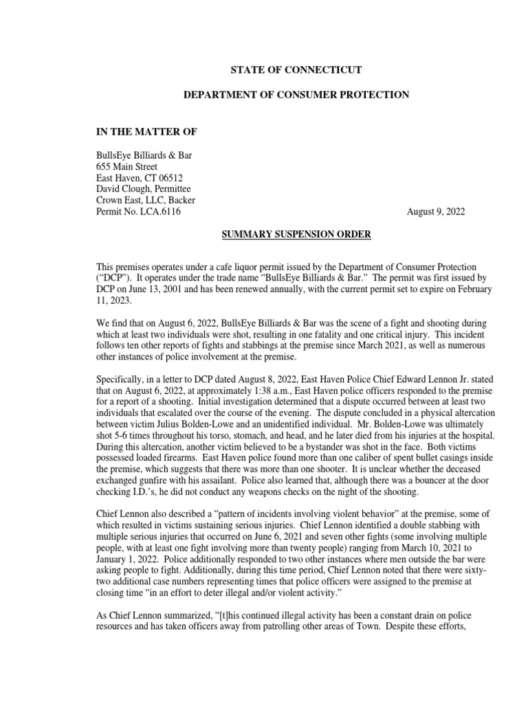 Bullseye Summary Suspension Order | PDF | Police | Violence