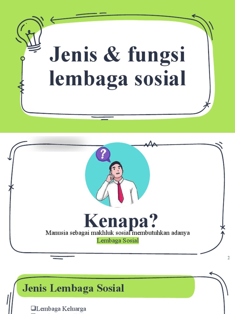Jenis Dan Fungsi Lembaga Sosial | PDF