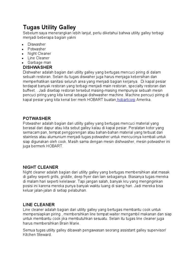Tugas Utility Galley | PDF