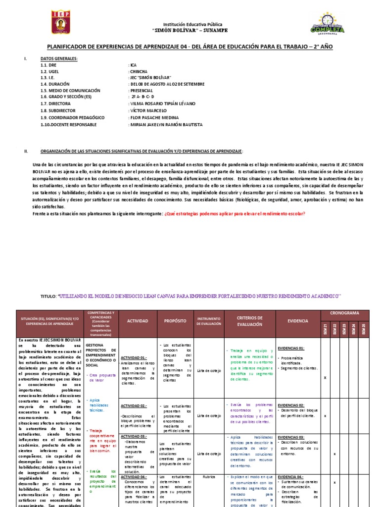 Ept - Experiencia de Aprendizaje 2° Grado | PDF | Aprendizaje | Evaluación