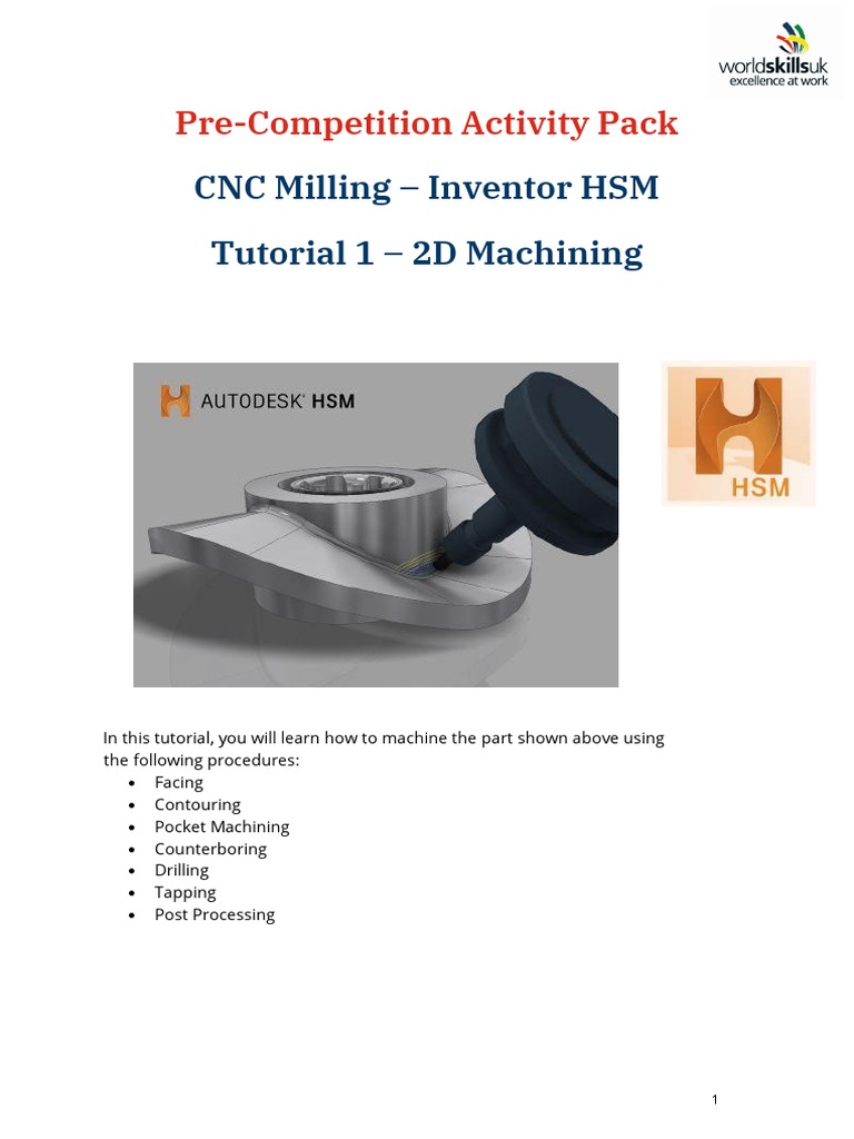 CNC Milling - Inventor HSM Tutorial 1 - 2D Machining: Pre-Competition ...