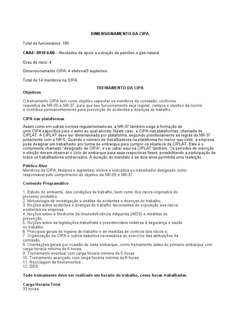 Dimensionamento Da Cipa | PDF