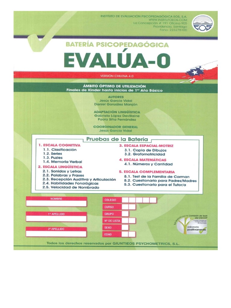 Evalúa 0 4.0 Cuadernillo | PDF