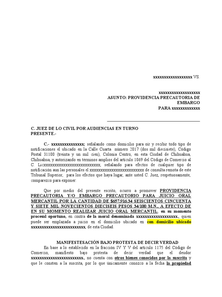 Embargo Precautorio Mercantil | PDF | Caso de ley | Justicia
