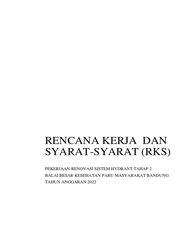 RKS Renovasi Sistem Hydrant BBKPM Bandung 2022 Uploadrev | PDF