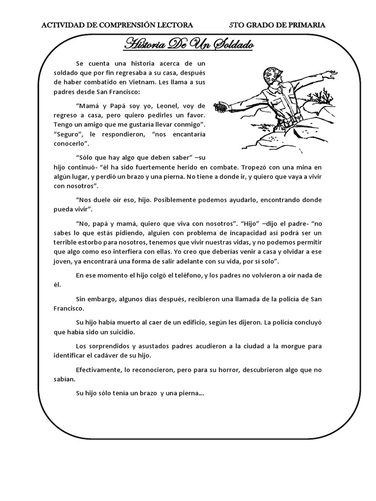 ACTIVIDAD DE COMPRENSIÓN LECTORA 5TO GRADO DE PRIMARIA | PDF