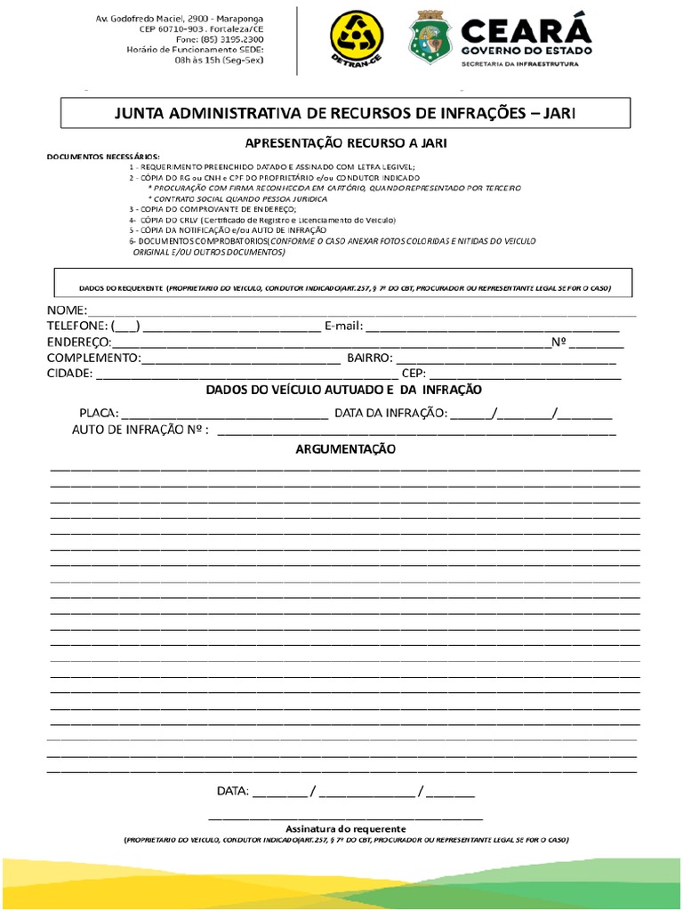 D06 Requerimento Recurso Infracao Jari | PDF D06 Requerimento Recurso Infracao Jari | PDF