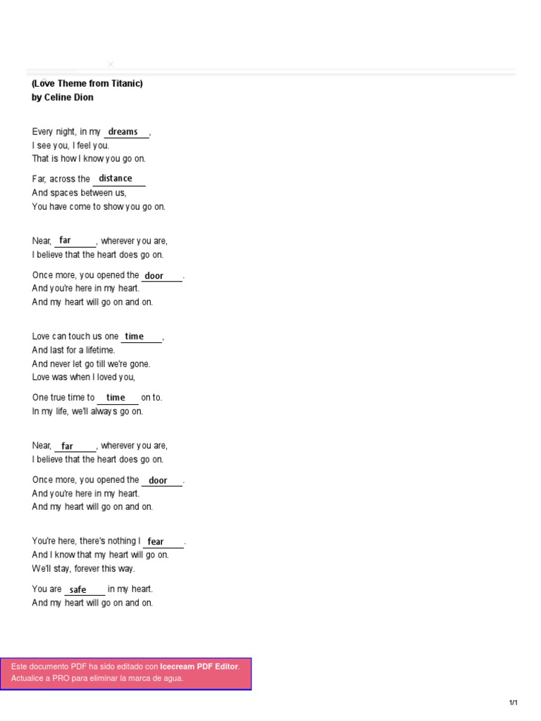 English & Songs - Ejercicios de Inglés Con Letras de Canciones en ...